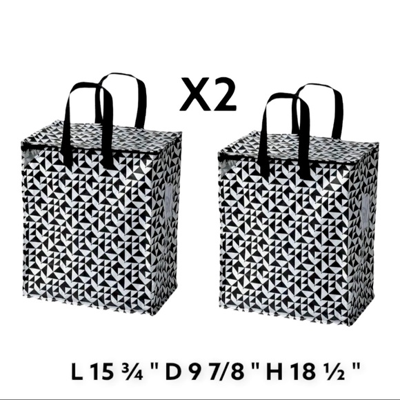 IKEA | Bags | Ikea Knalla Two 2 Tote Bags 2 Gal Black White Geometric ...